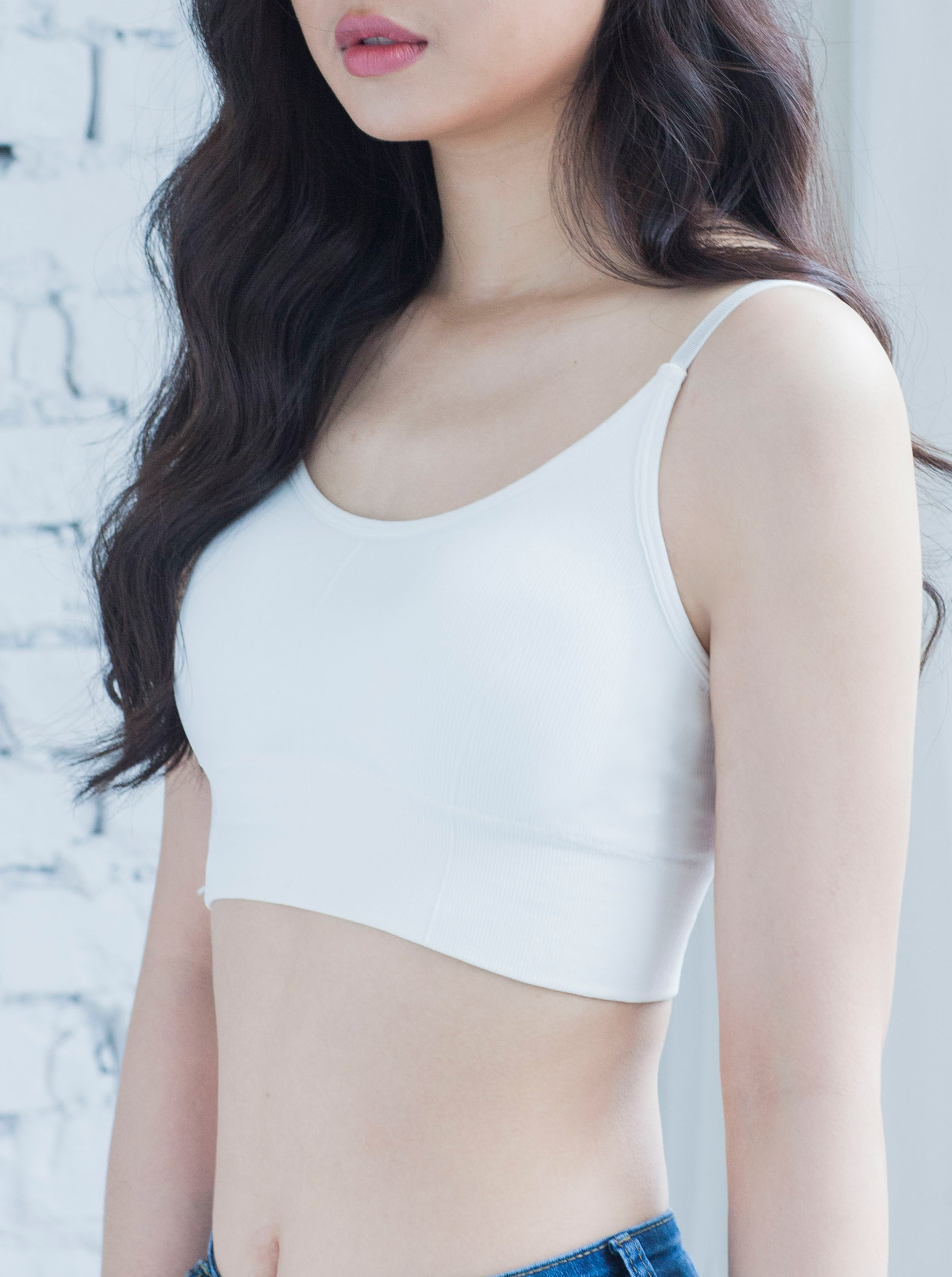 集中托高細肩帶Bra T(肩可調)-白 - 配件/泳衣 - AVILAS/4REASON 提領時尚